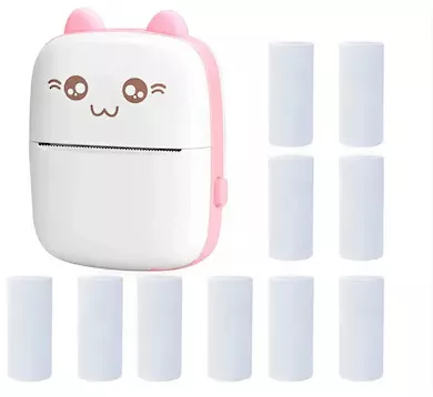 Set Mini imprimanta termica si 10 role hartie 57x25mm Bluetooth ...