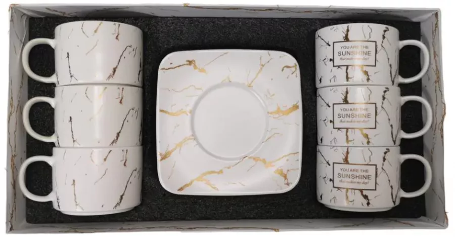 Malooki Luxury Collection set de 6 cesti cu 6 farfurii alb calitate ...