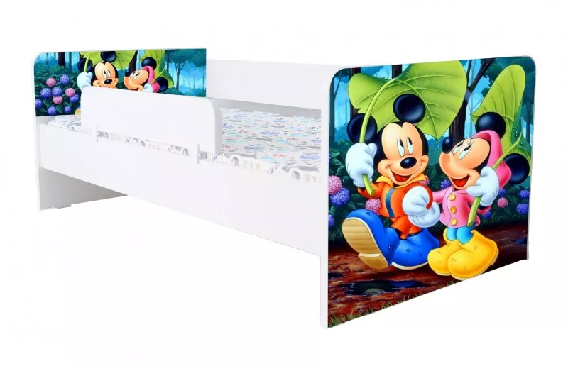 Pat Kiddy Mickey si Minnie Mouse cu protectie si saltea 180x80 cm uadj ...