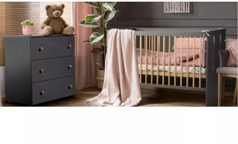 Mobilier camera copii si bebelusi KLUPS Pauline Graphite Natur ...