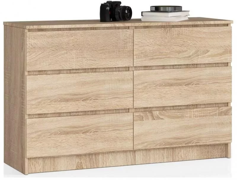 Comoda placa laminata 6 sertare stejar 120x40x77 cm 164147-AK - cel.ro