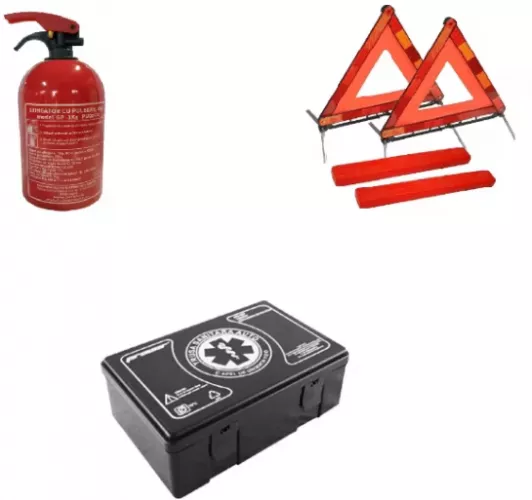 Kit siguranta auto valabilitate 5 ani Trusa medicala 2x Triunghi ...