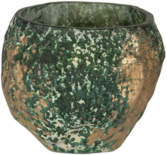 Set 2 vaze flori sticla aurie verde 11x9 cm 6GL3030 - cel.ro