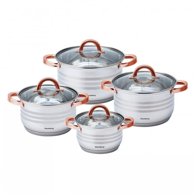 Set vase Klausberg KB 7699 8 bucati Inductie Inox / aur on09_550785975 ...