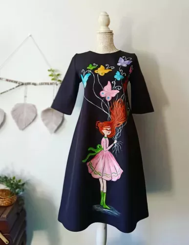 Rochie pictata fluturi colorati 000010 - cel.ro