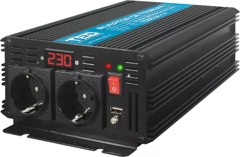 Invertor auto de la 12V la 230V TED ELECTRIC 1500 W Unda sinusoidala ...