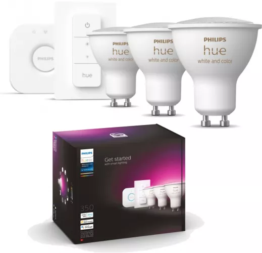 Pachet 3 becuri LED RGB inteligente Philips Hue Bluetooth Zigbee GU10 ...