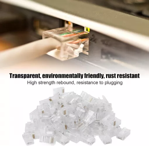 Set 100 de conectori RJ-45 8P8C Zola® 8 pini compatibilitate cabluri ...