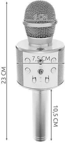 Microfon karaoke cu boxa Zola® Bluetooth argintiu banda de frecventa ...