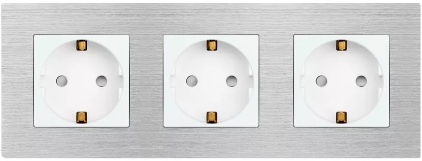 Priza Tripla LUXION cu rama din aluminiu Alb LX-3MP010A-W - cel.ro