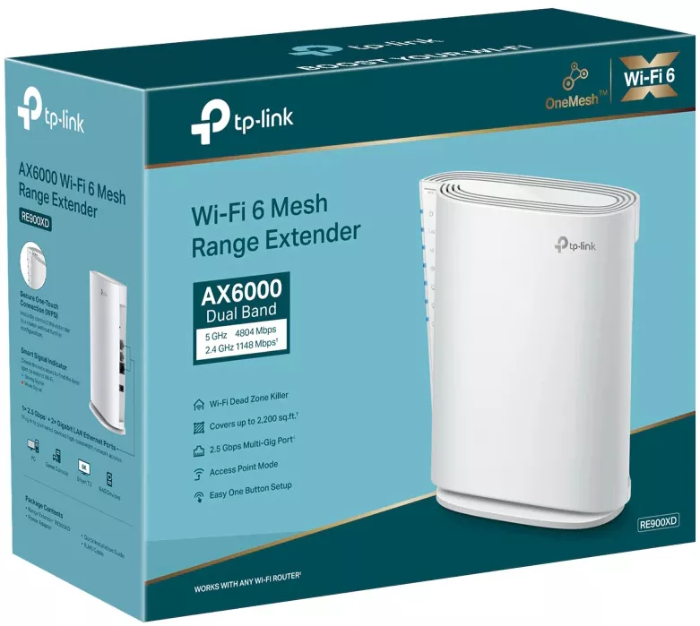 Range Extender TP-Link RE900XD Wi-Fi 6 Dual-Band AX6000 1 x 2.5 Gbps ...