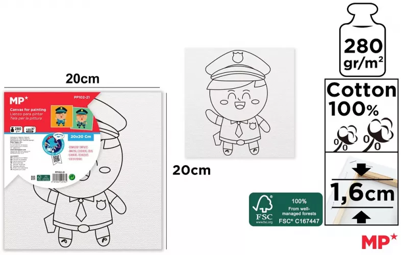 Panza de colorat cu desen pretiparit 20 x 20 cm politist PP102-21 - cel.ro