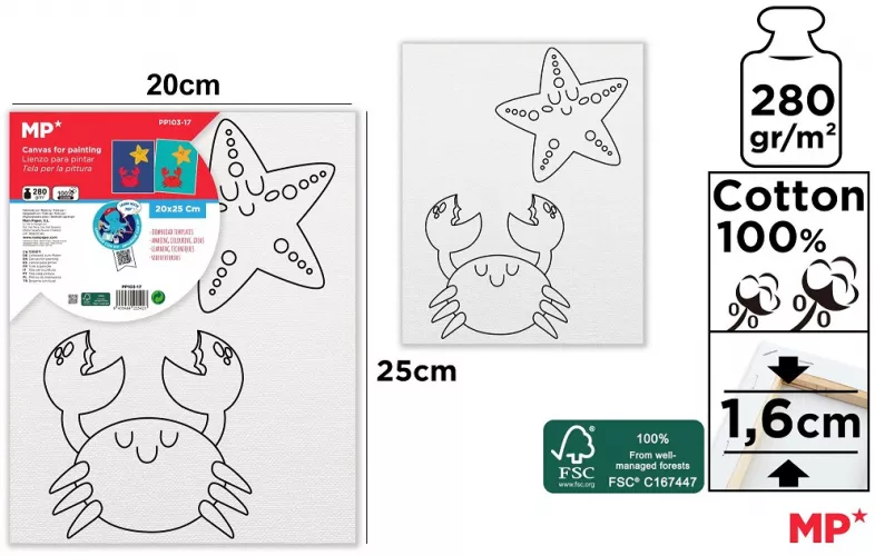 Panza de colorat cu desen pretiparit 20 x 25 cm rac si steluta de mare ...