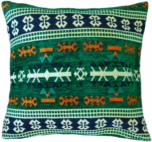 Set 2 perne Kilim Verde Model Contemporan 45 x 45 cm apx7_683010436