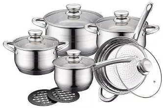 Set De Oale 12 Piese Fund Cu 3 Straturi Capac Din Sticla Inox ...