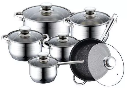 Set Oale 12 Piese Cu Capace Bohmann Inox 7 Straturi Inductia Inox 1aja ...