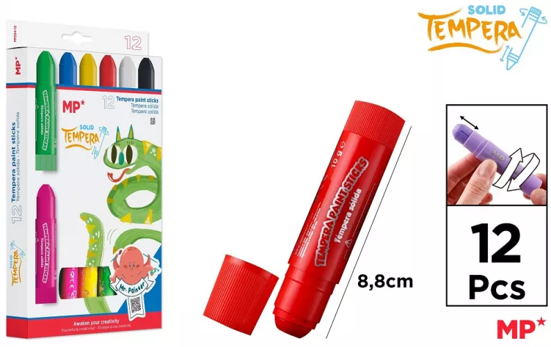 Tempera solida 12 culori PP20412 - cel.ro