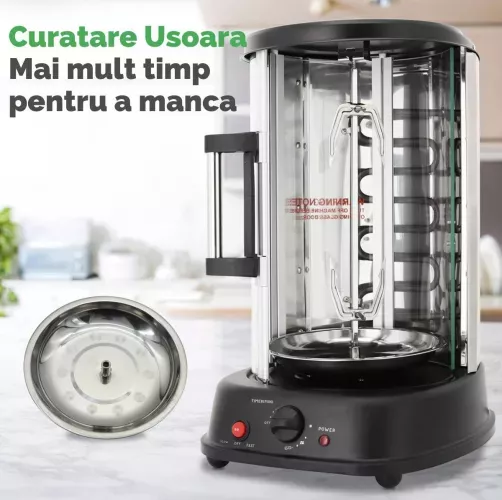 Gratar Profesional Vertical Electric Multifunctional 21 L 1500W 360° rotatie Cronometru 60 min ...