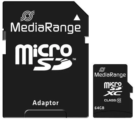 Card de memorie MediaRange micro SDHC 64 Gb clasa 10 cu adaptor SD ...