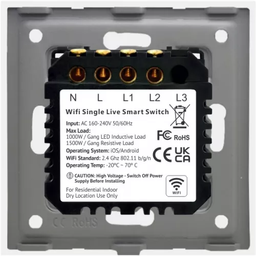 Intrerupator Dublu Wi-Fi cu Touch din Sticla si Rama de Aluminiu LUXION Auriu - cel.ro