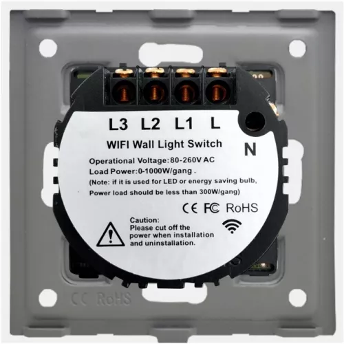 Intrerupator Triplu Wi-Fi cu RF433 cu Touch din Sticla LUXION Auriu - cel.ro