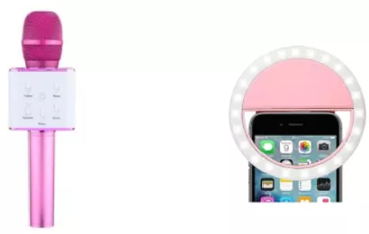 Microfon Klausstech Karaoke Wireless Cu Bluetooth Boxa Inclusa Roz ...