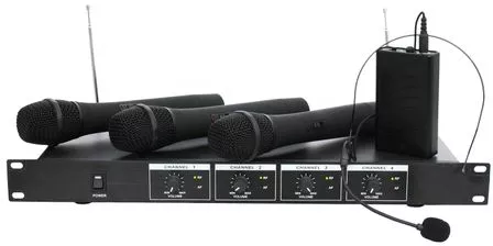 Set 4 Microfoane Ibiza Profesionale Wireless Cu Receiver Vhf 3 Mana + 1 ...