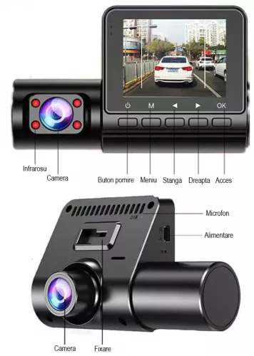 Camera auto tripla DVR 1080P ecran 2.4 inch inregistrare automata ...