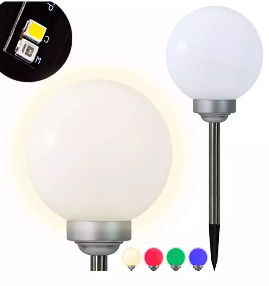 Lampa solara de gradina cu LED RGB model glob diametru 20 cm PL152 - cel.ro