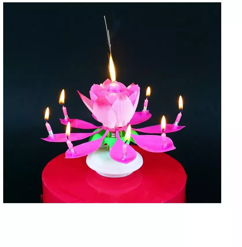 Lumanare aniversara muzicala Lotus Culoare Roz TZ103-PI - cel.ro