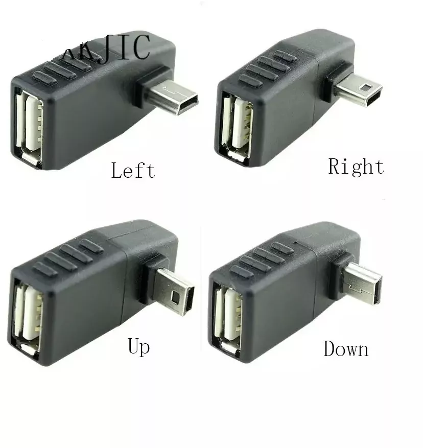 Mini USB Tata la USB Mama Adaptor in Unghi Tip In sus AL569 - cel.ro