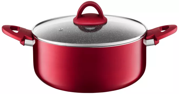 Oala cu capac AMBITION Jasper 28cm 6.7L invelis Qualum Basic Stone ...