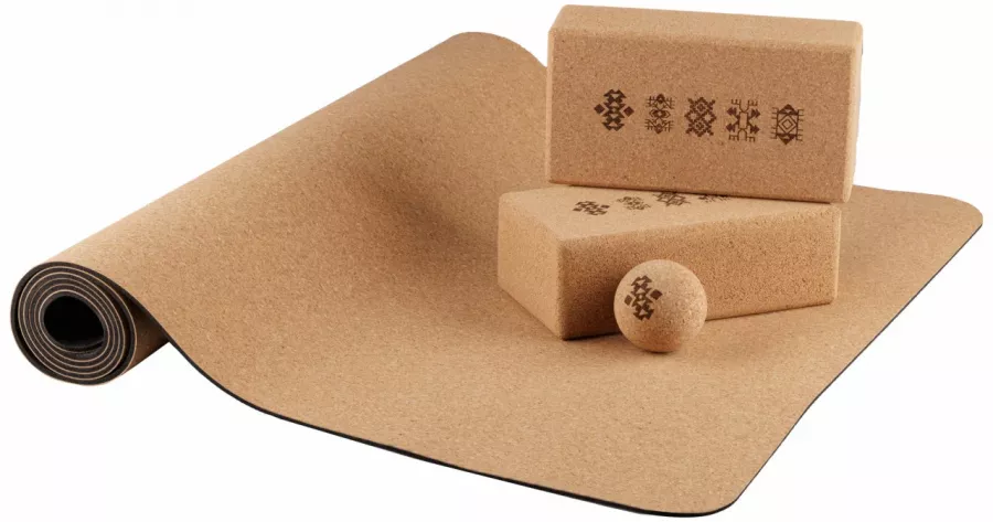 Set Yoga AZTEC Design saltea ECO 2 blocuri si 1 minge din pluta CMK ...