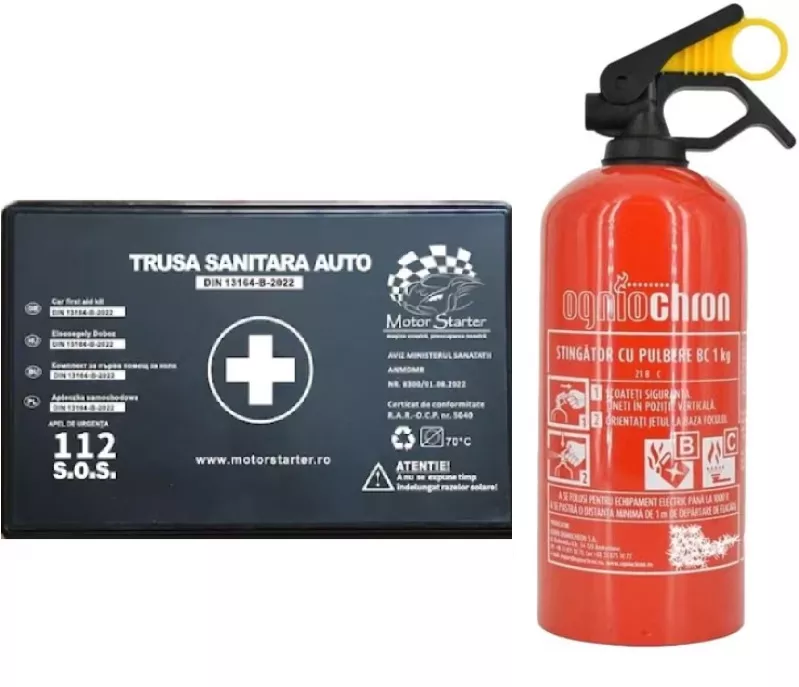 Kit siguranta rutiera omologat Trusa medicala auto prim ajutor ...