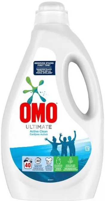 Detergent lichid Omo Ultimate Active Clean Concentrat 40 spalari 2L