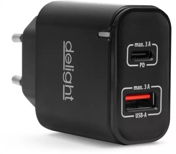 Adaptor de retea USB + Type-C PD20W cu incarcare rapida - negru ...