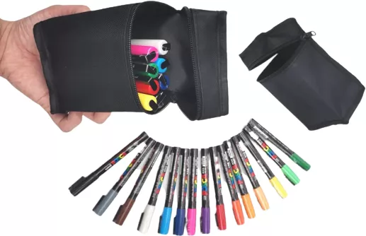 Set 12 Markere Uni Posca PC-1M in penar textil Extra Fine Tip Pen ...