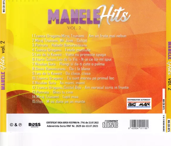 Manele hits vol 2 CD Audio 461 399