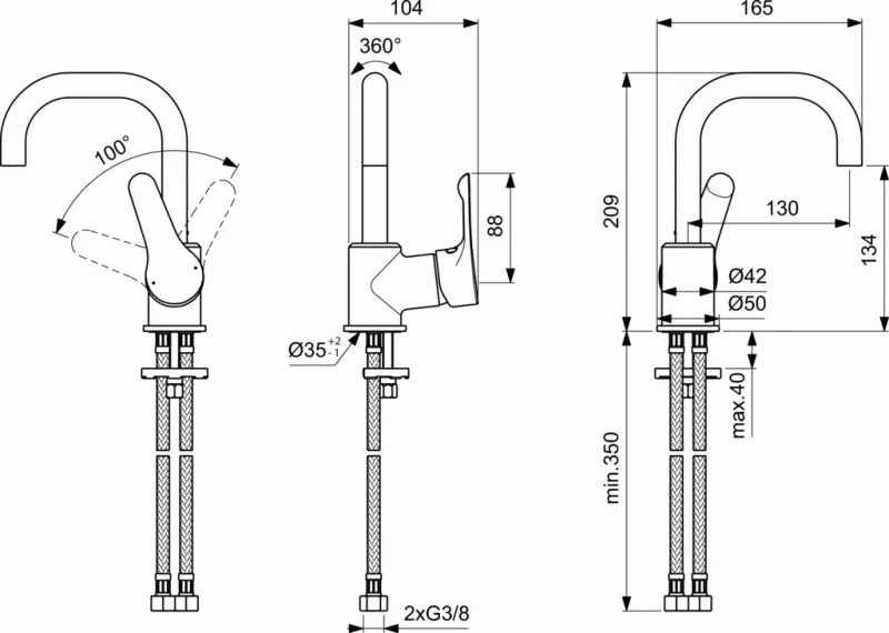 Baterie lavoar ALPHA pipa tip C Ideal Standard IDSBC650AA - cel.ro