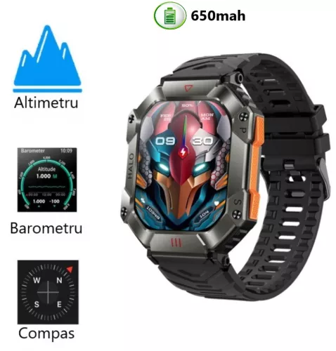 Smartwatch 2 inch 650mAh IP 67 inghet functie de apelare bluetooth 5.3 ...