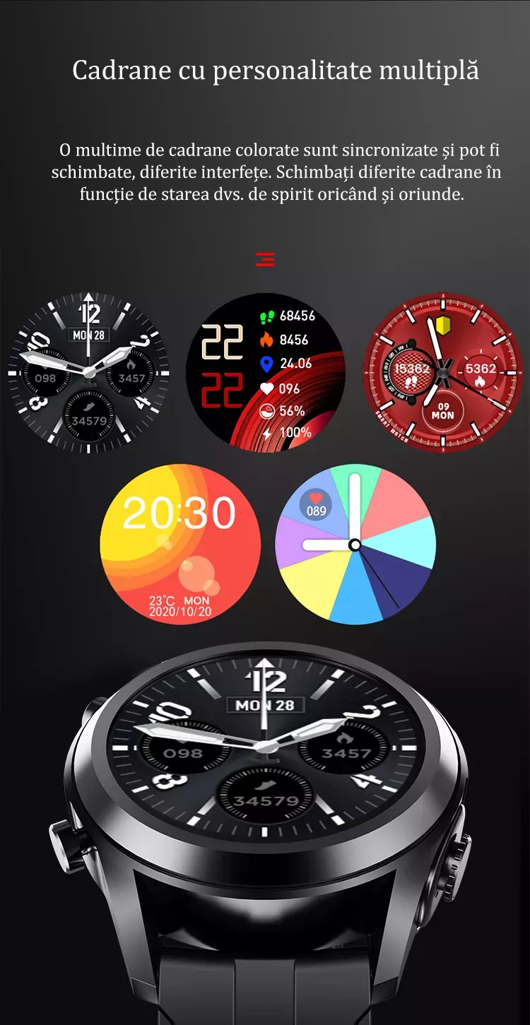 Ceas Smartwatch 2in1 cu CASTI Wireless Bluetooth stereo Ecran tactil HD ...