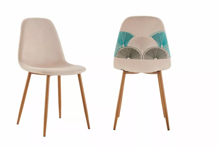 Set 2 scaune dining cu model Beige hr-s2chvlv-bej - cel.ro