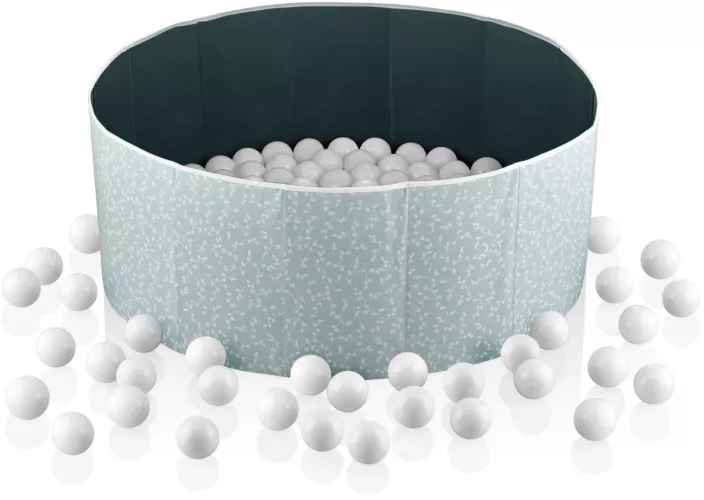 Piscina uscata cu bile BabyJem 30x83 cm 100 bile albe Culoare Somon ...