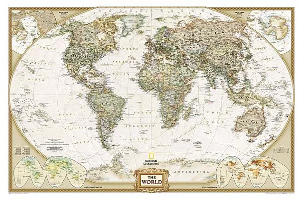 World Executive Laminated Wall Map - National Geographic Maps Editor ...
