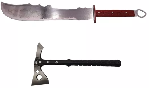 Set Topor 38 cm si Sabie de vanatoare 75 cm IdeallStore® Cutit de ...