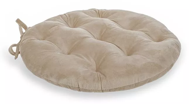 Perna Decorativa pentru Scaun Bej Catifea Rotunda 40cm