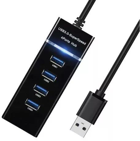 Hub USB 4 porturi USB 3.0 High Speed 5Gbps Universal Negru Iluminare ...