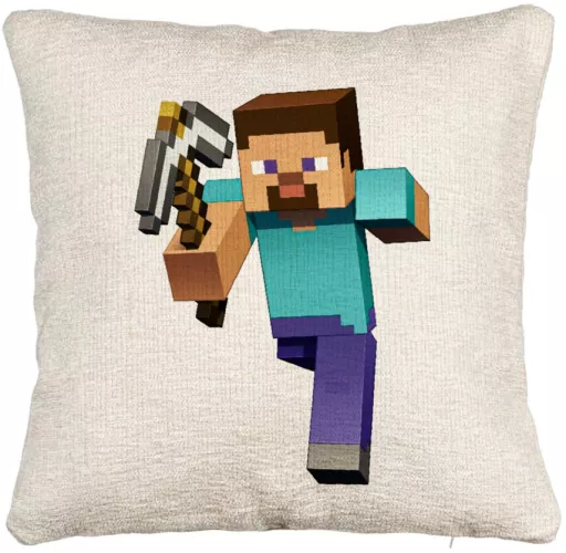 Perna Decorativa Canapea Model Minecraft Mining Steve 8bit 40x40 cm Cu ...