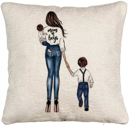 Perna Decorativa Canapea Model Mom of Boys 40x40 cm Cu fermoar bcnp0049 ...