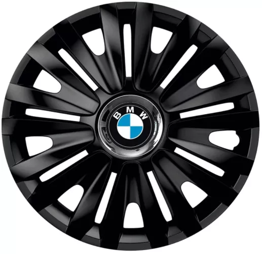 Set 4 capace roti Negre Cu Inel Cromat Royal pentru gama auto BMW R14 ...